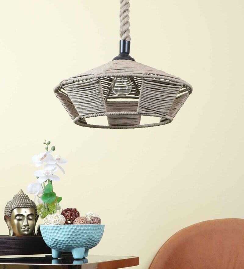 Buy Brown Rope Mid Century Single Hanging Lights by Eliante by Jainsons ...