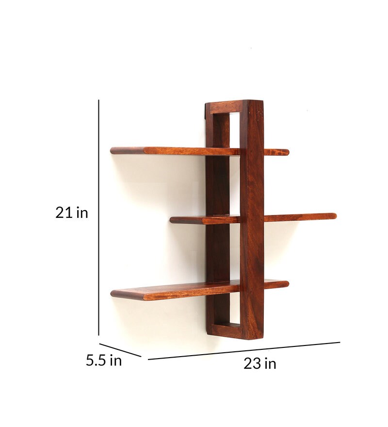 Buy Sheesham Wood Book shelf in Honey Oak Finish by Wooden Mood Online ...