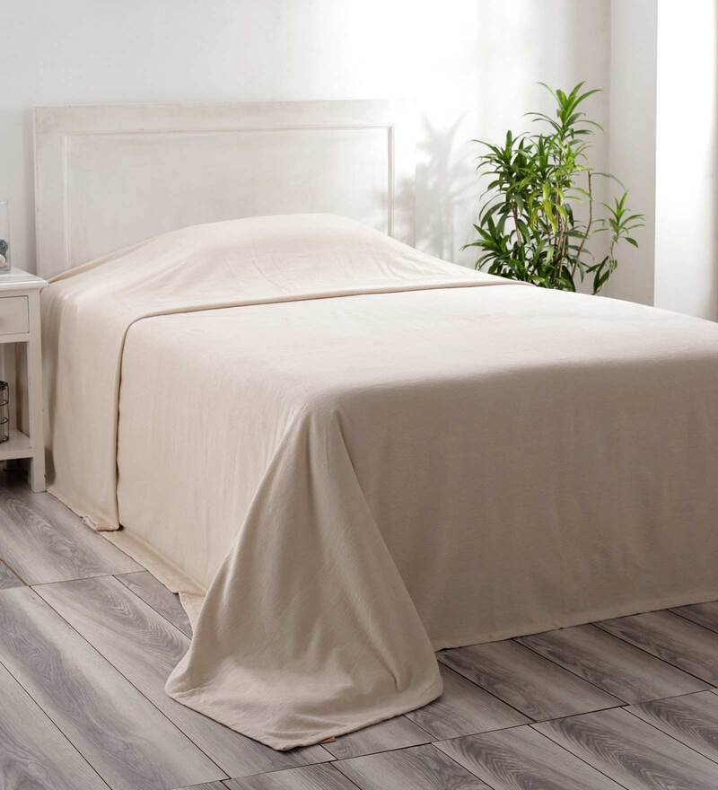 Buy Brown Solid 110 TC Cotton Single Bed Cover by Maspar Online ...