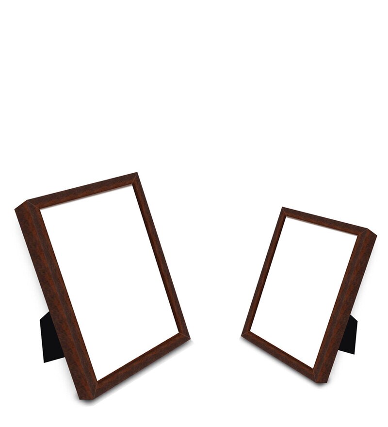 Buy Brown Synthetic Wood Wall Hanging/Table Top Photo Frames, Set of 2 ...