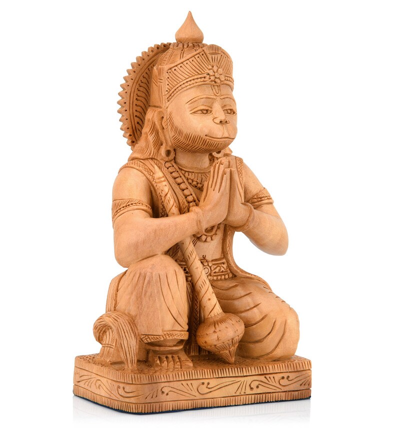 Buy Brown Wood Hanuman Idol by Shoppers Point Online - Hanuman ...