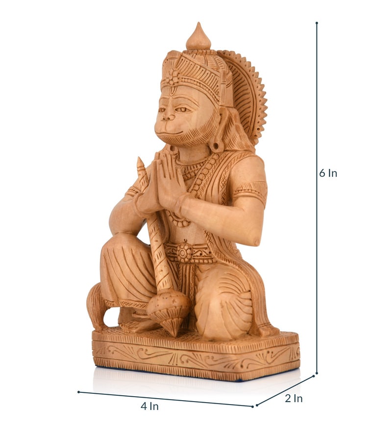 Buy Brown Wood Hanuman Idol by Shoppers Point Online - Hanuman ...