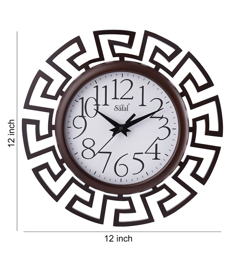 Buy Brown Wooden Silent Sweep Mechanism Wall Clock By Safal Quartz ...