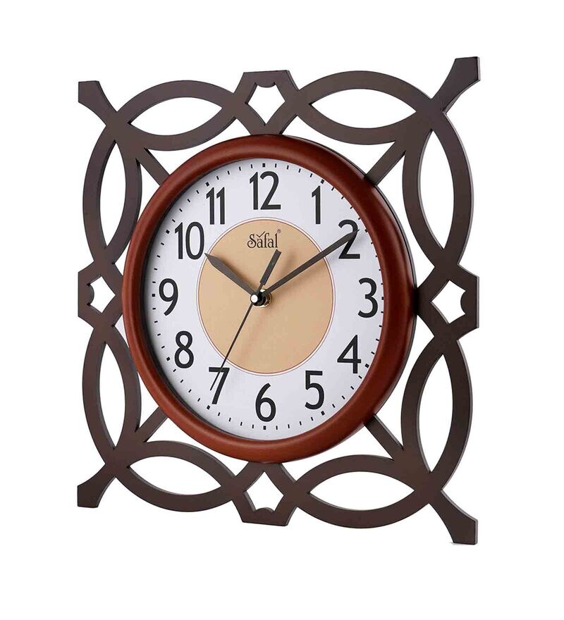 Buy Brown Wooden Silent Sweep Mechanism Wall Clock By Safal Quartz ...