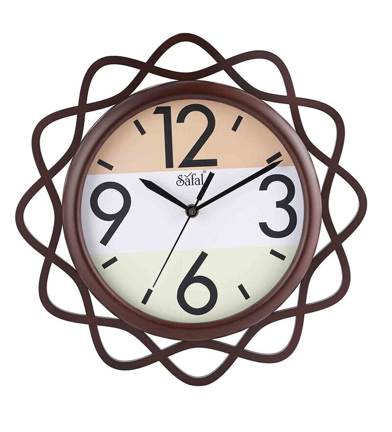 Buy Brown Wooden Silent Sweep Mechanism Wall Clock By Safal Quartz Online - Modern Wall Clocks ...