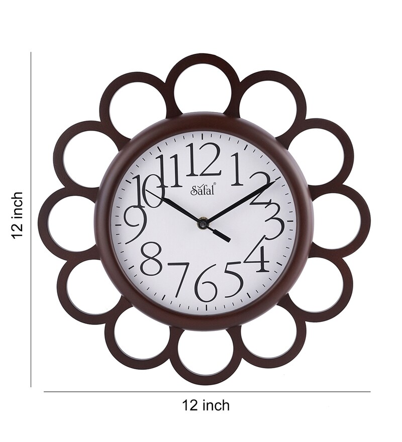 Buy Brown Wooden Silent Sweep Mechanism Wall Clock By Safal Quartz ...