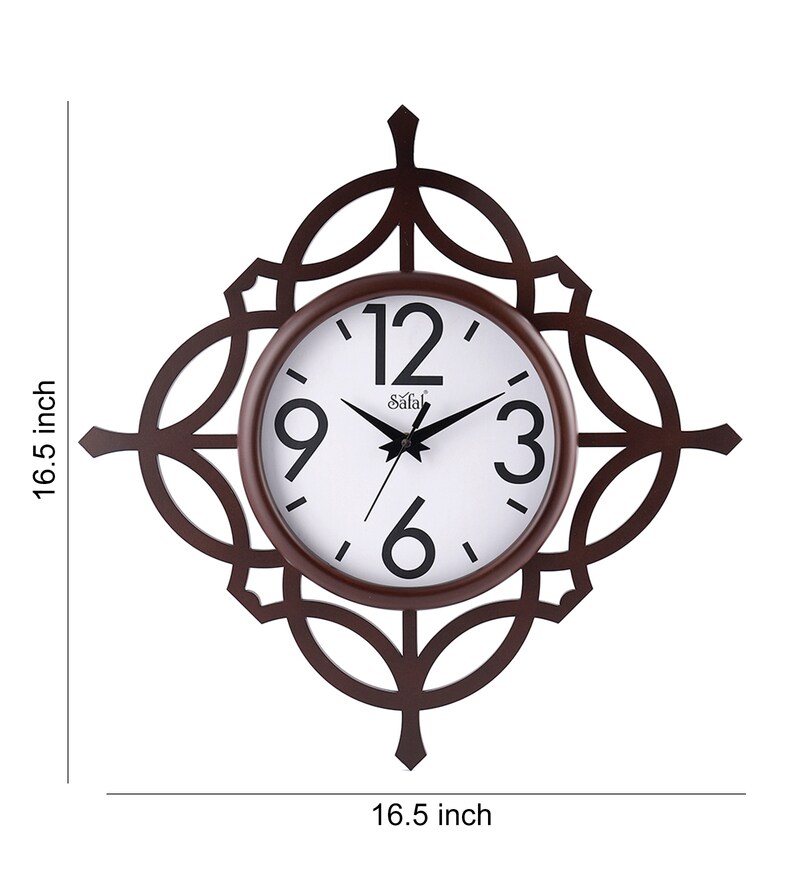 Buy Brown Wooden Silent Sweep Mechanism Wall Clock By Safal Quartz ...