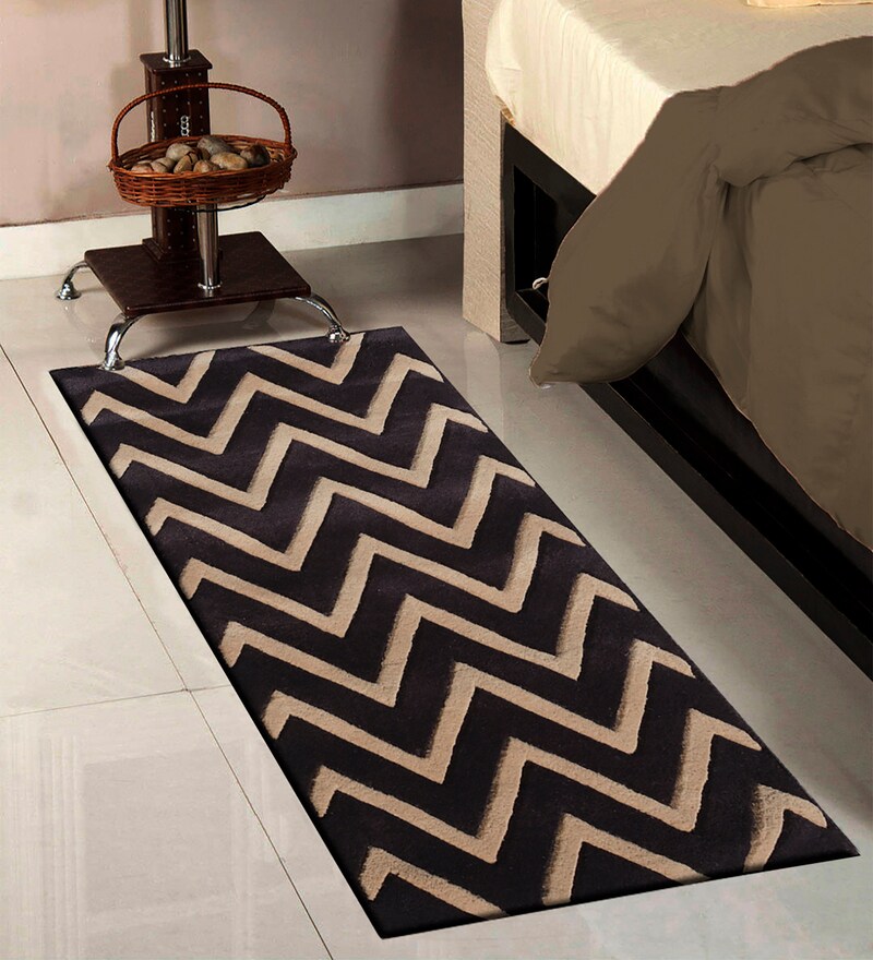 Buy Abstract Pattern Wool 5 x 2 Feet Hand Tufted Bedside Runner by ...