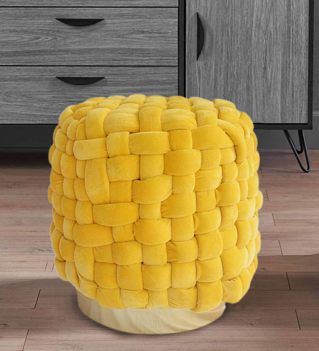 Buy Bunbury Fabric Pouffes in Yellow Colour Online - Pouffes - Pouffes ...