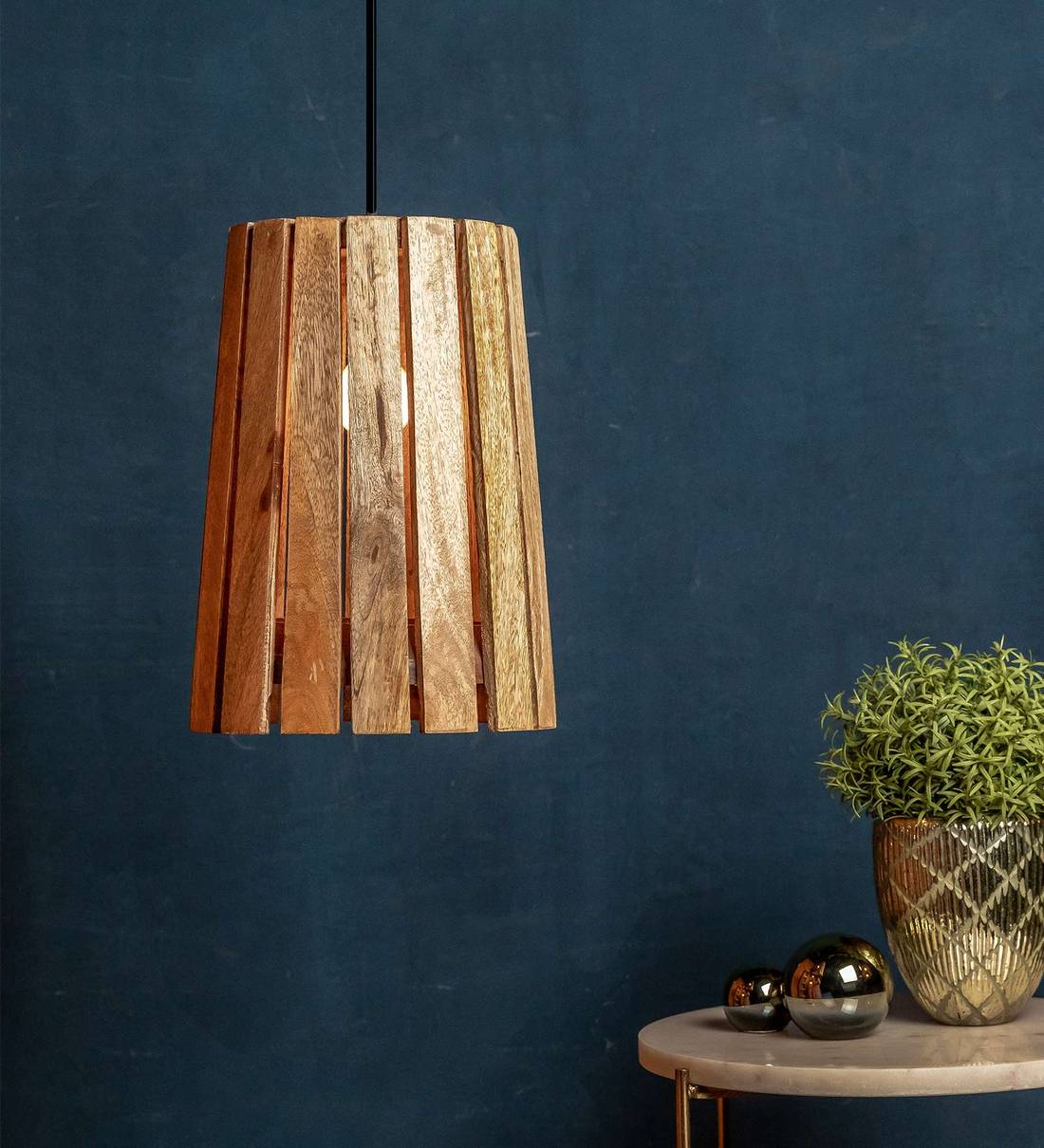 Buy Bungalow Natural Wood Mango Wood Single Hanging Light by Logam at ...