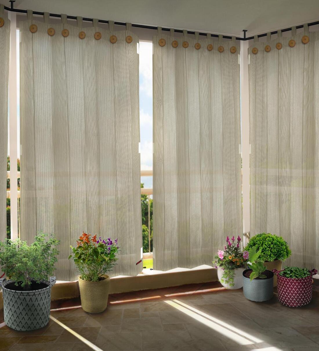Buy White Polypropylene Solid 5ft Semisheer Fabric Loops Window ...