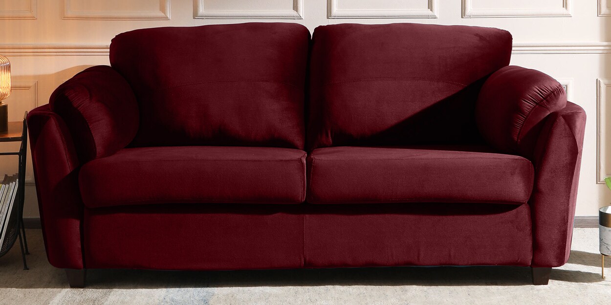 Buy Bucurest Velvet 3 Seater Sofa in Berry Red Colour at 12% OFF by ...