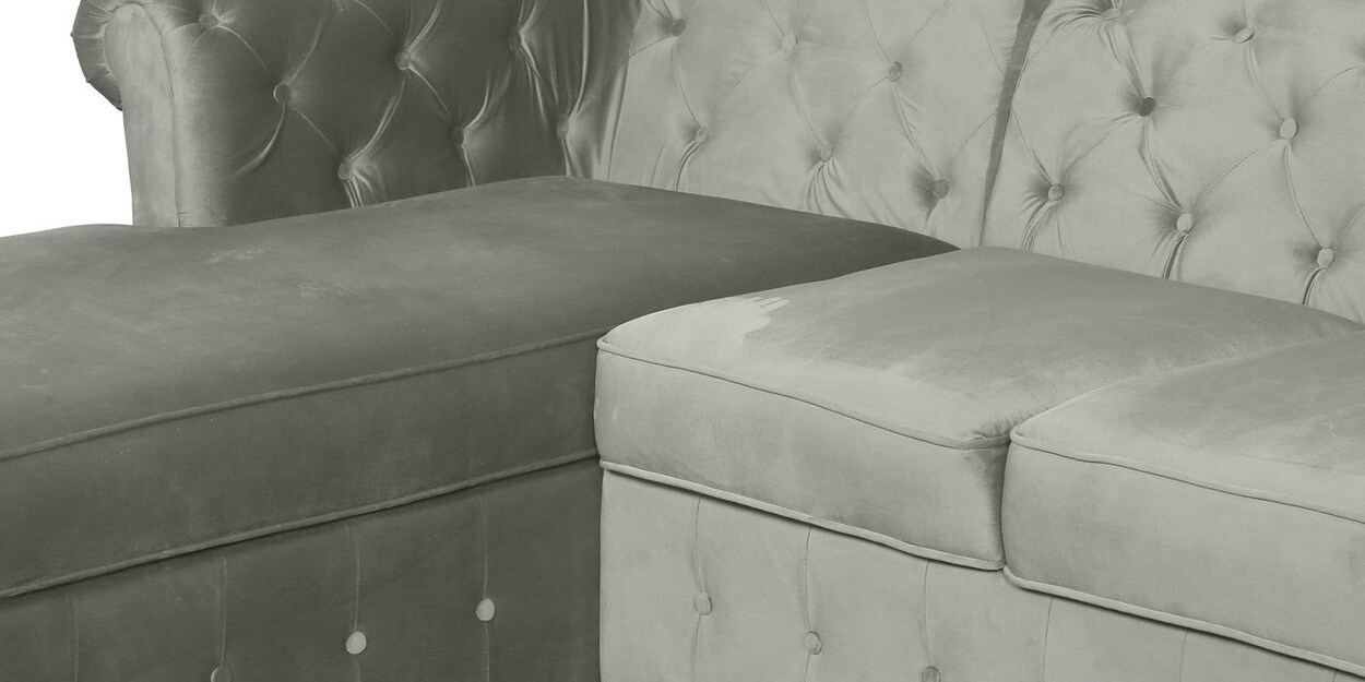 Buy Bulge Fabric RHS Sectional Sofa in Silver Colour by Woodbonds ...