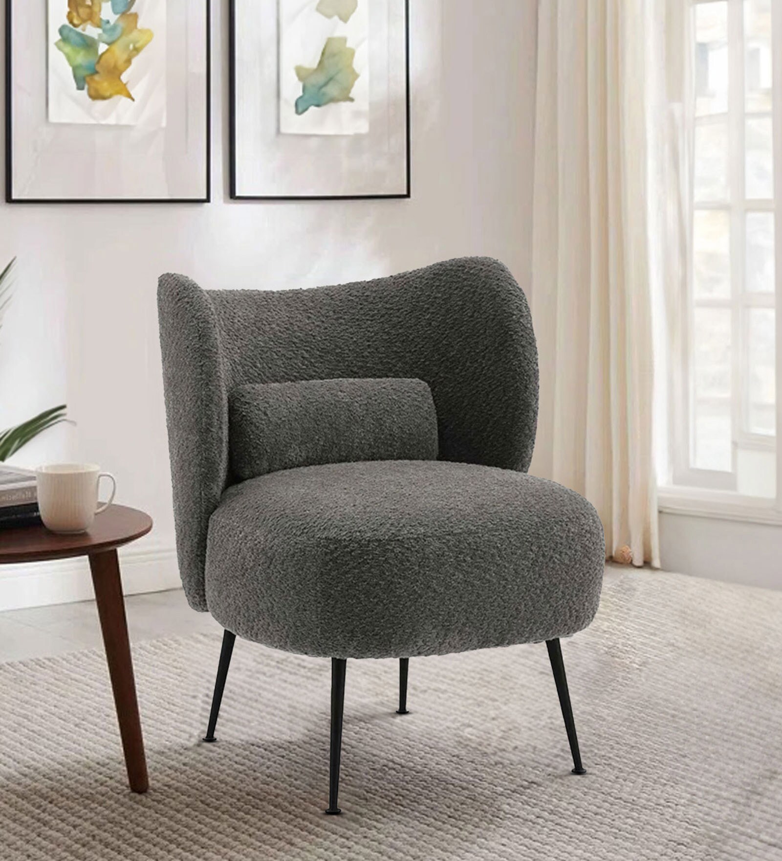 Buy Bucolic Solace Fabric Lounge Chair In Grey Colour at 100% OFF by ...