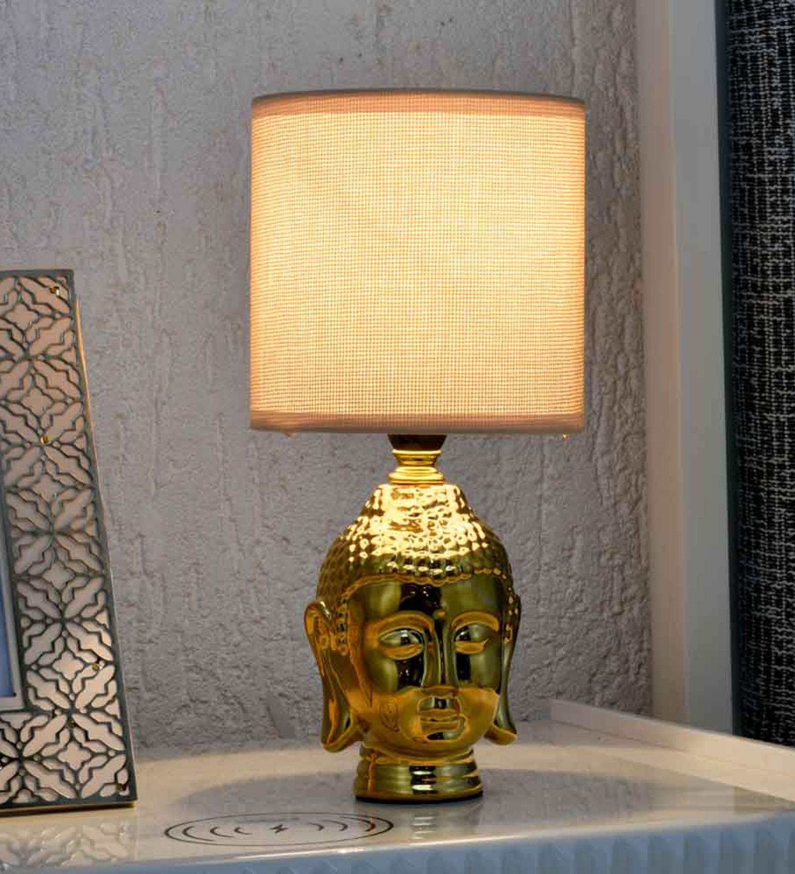 Buy Buddha Face Ceramic Base Table Lamp (Gold) at 42% OFF by @home ...