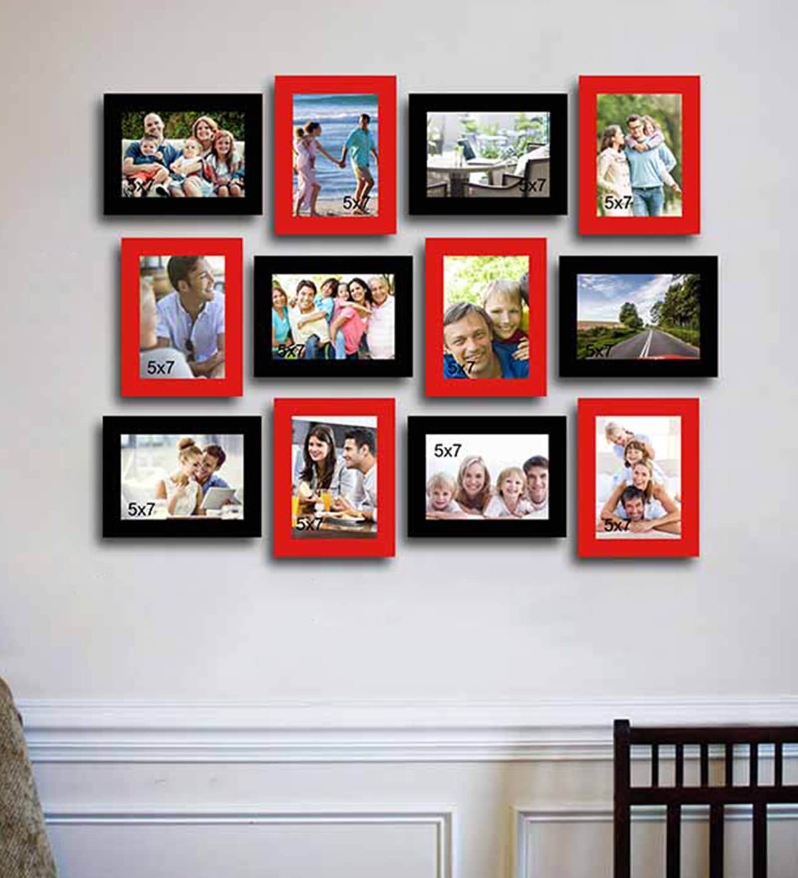 Buy Set Of 12 Red Solid Wood Collage Photo Frames at 41% OFF by Art ...