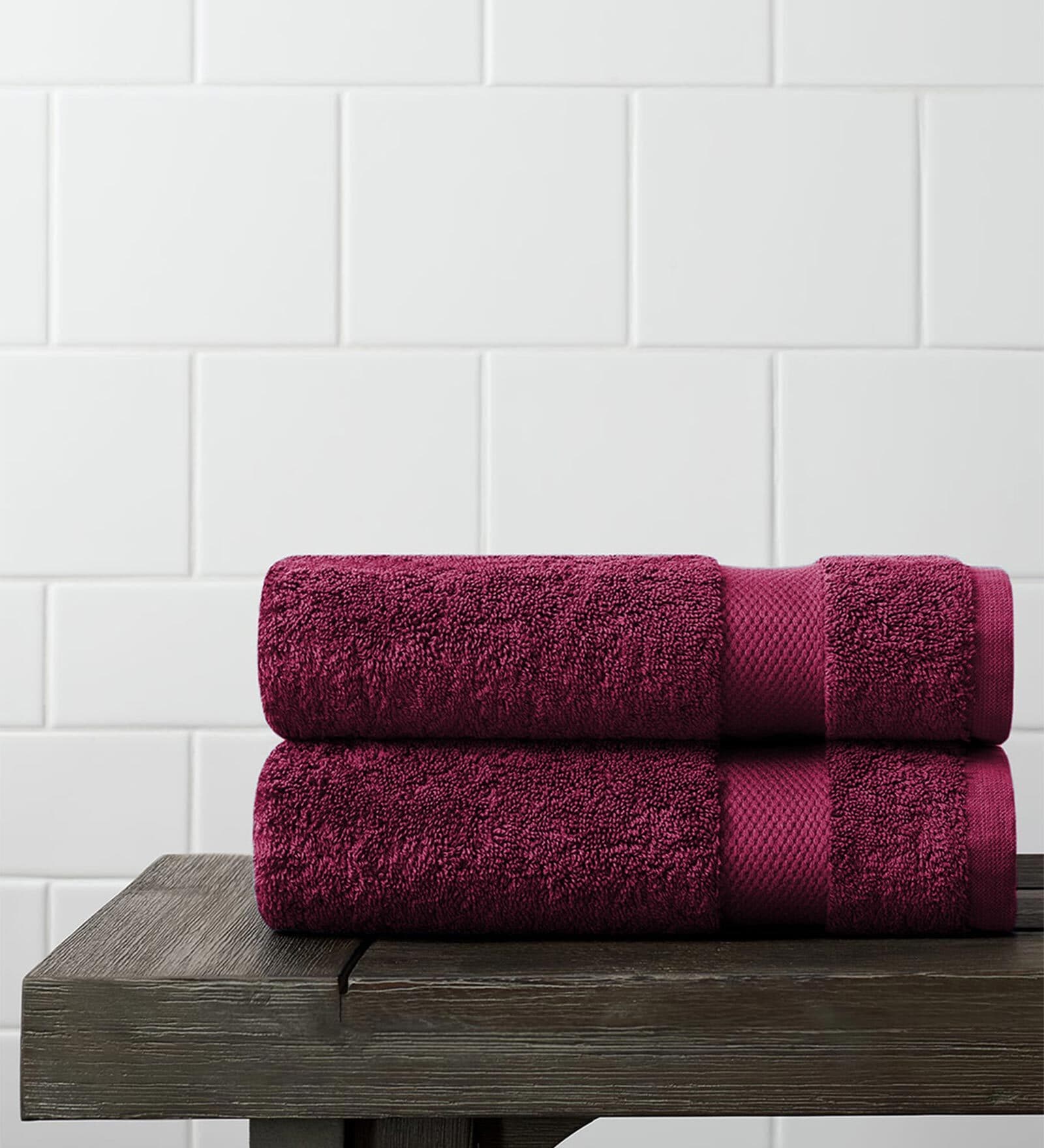 Buy Burgundy Solid 700 GSM Cotton Hand Towel (Set of 2) by Amouve ...