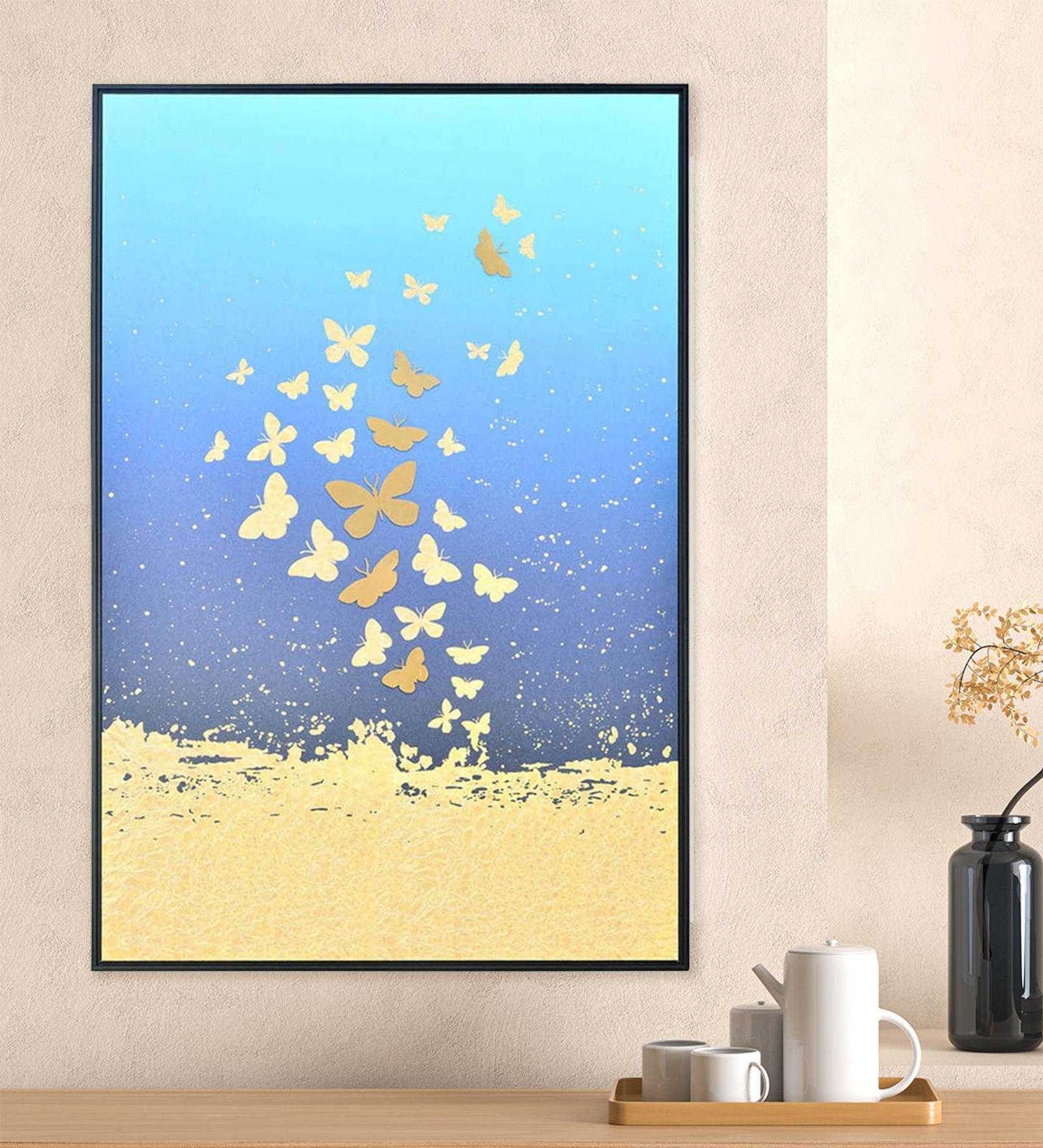 Buy Butterfly Painting Green & Gold MDF Wall Paintings by @home at 33% ...