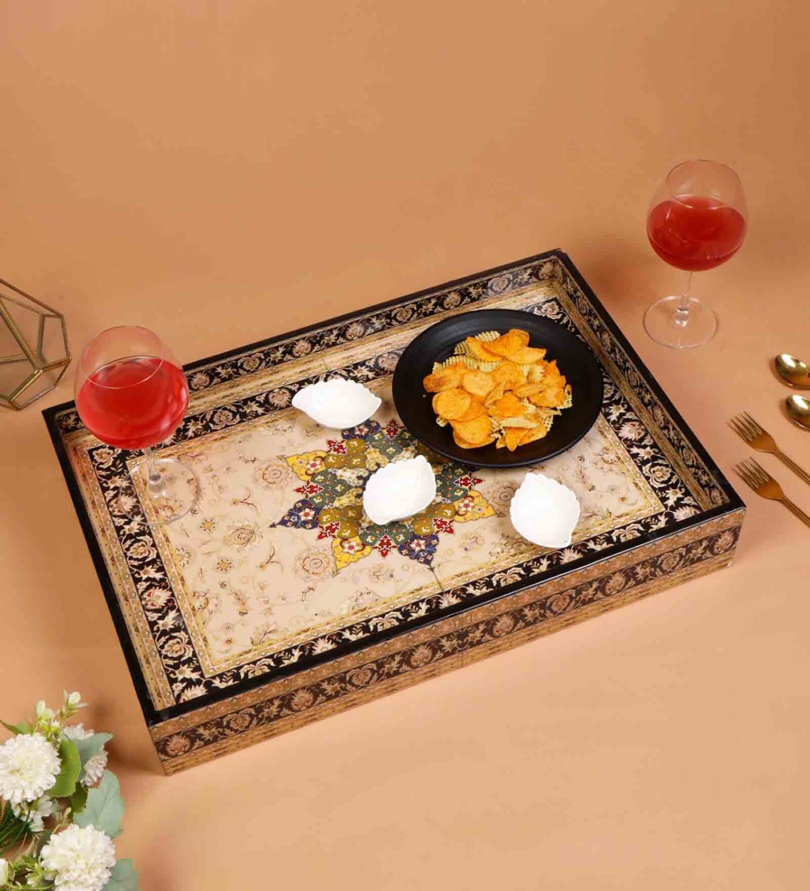 Buy Buttler Cream & Black MDF Wood Rectangle Serving Trays at 45% OFF ...