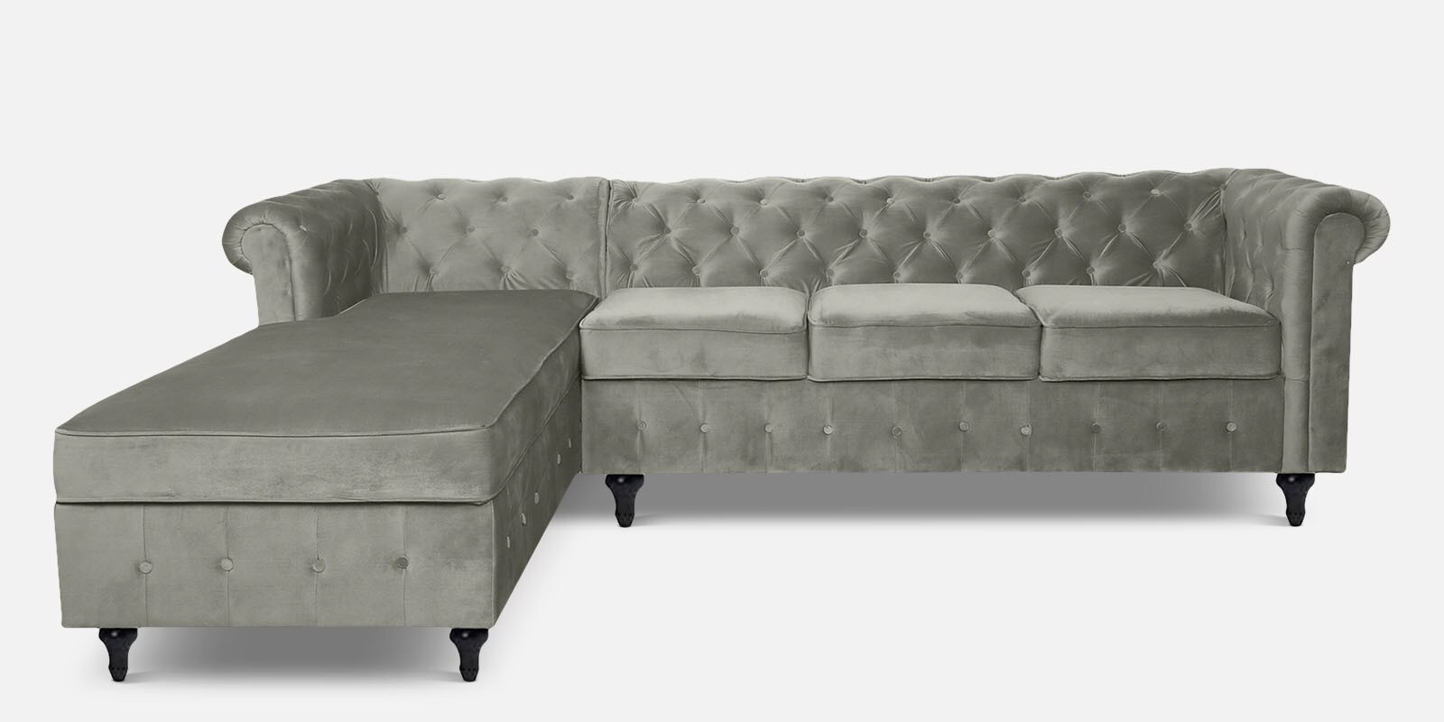 Buy Bulge Fabric RHS Sectional Sofa in Silver Colour at 20% OFF by ...