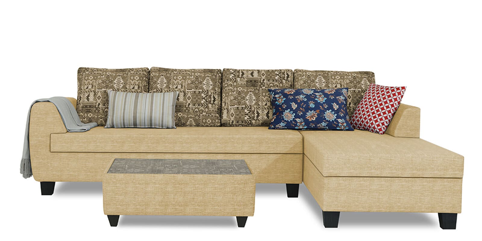 Buy Buster Crafty LHS Sectional 5 Seater Sofa with Center table in ...