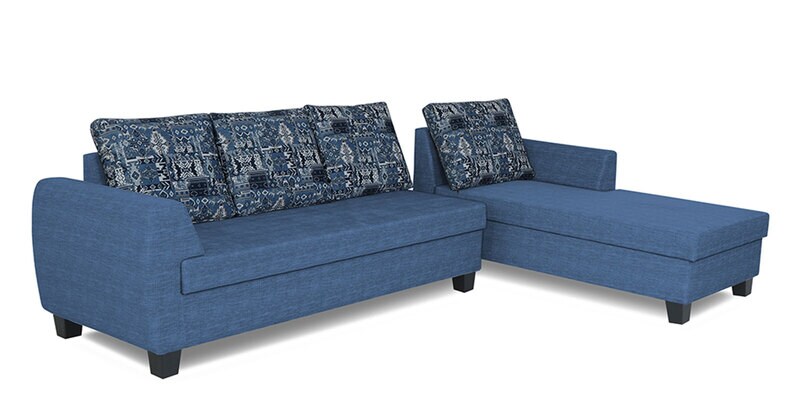 Buy Buster Crafty LHS Sectional 5 Seater Sofa with Center table in Blue ...