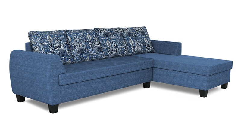 Buy Buster Crafty LHS Sectional 5 Seater Sofa with Center table in Blue ...