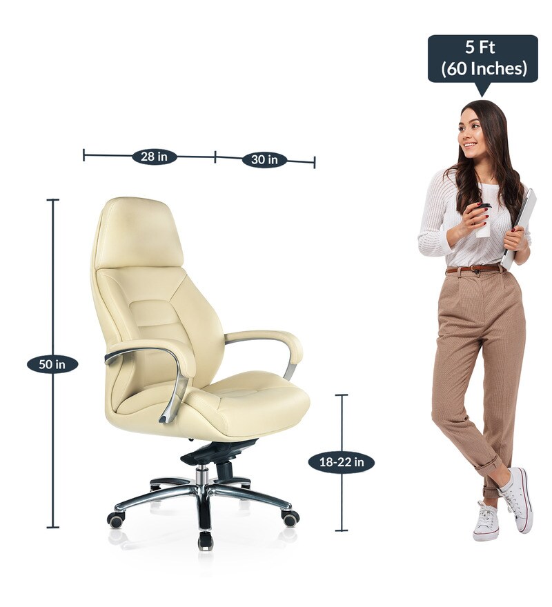 Buy Buff High Back Executive Chair in Beige Colour by Oblique Online ...