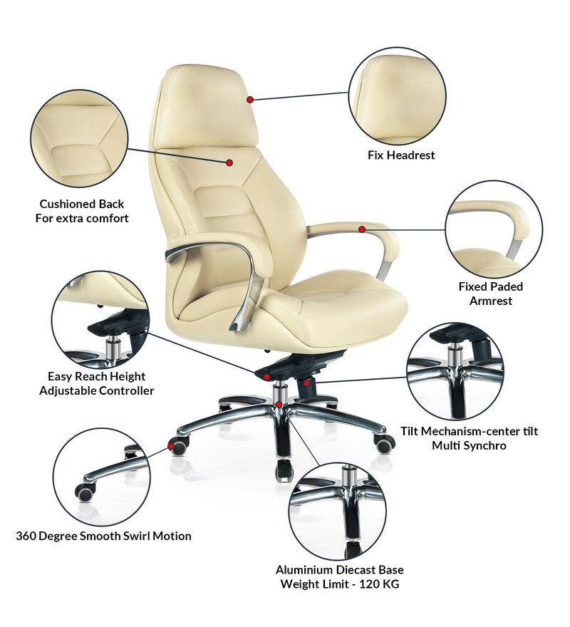 Buy Buff High Back Executive Chair in Beige Colour by Oblique Online ...