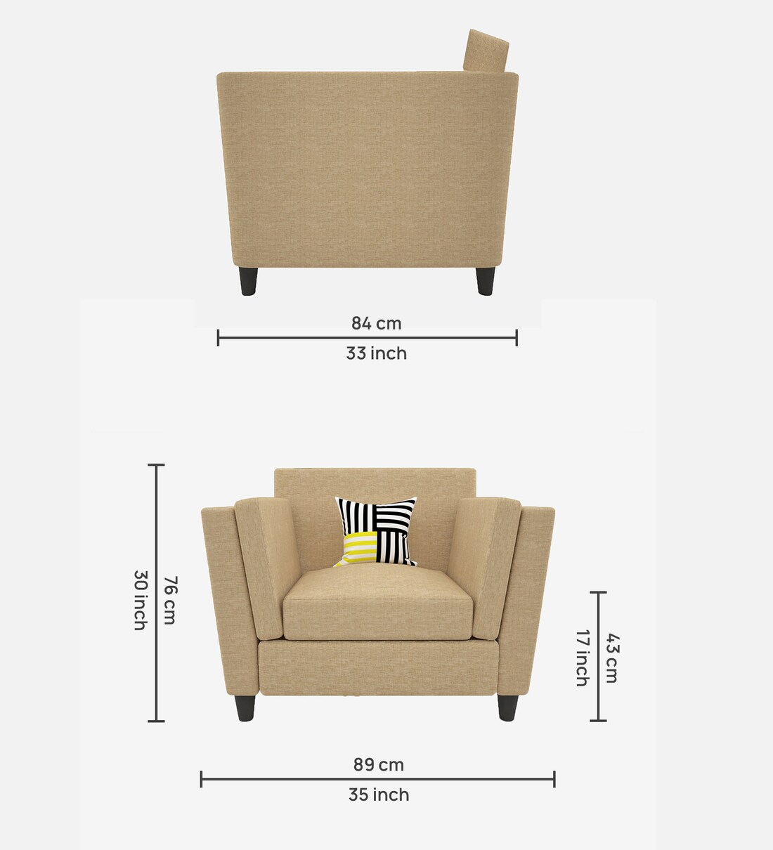 Buy Cabana Fabric 1 Seater Sofa in Beige Colour by Adorn Homez Online ...