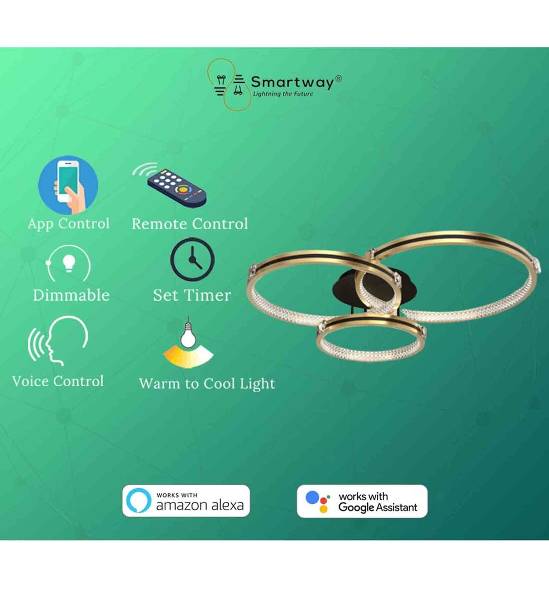 Buy Camila Gold LED Voice Assist Smart Chandelier By way Lightings by ...