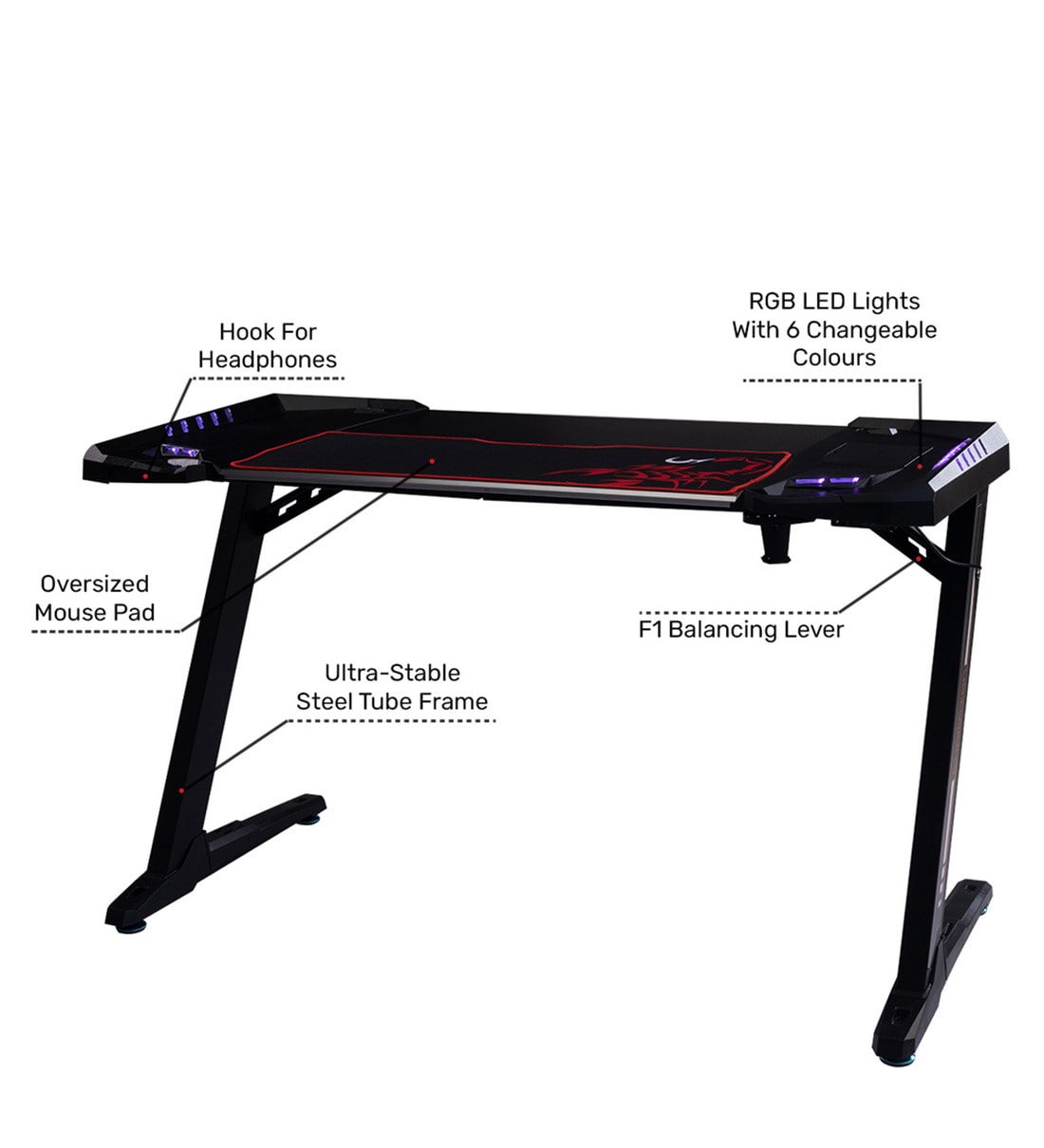 Buy Carbon Gaming Table In Black & Red Colour By Durian Online - Work ...