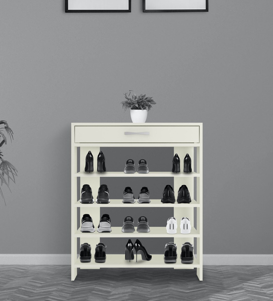 Buy Carina Open Shoe Rack with Drawer in Ivory Finish at 18% OFF by ...