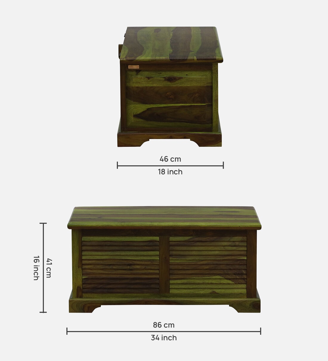 Buy Carleson Sheesham Wood Trunk in Spring Green Finish Online - Trunks ...