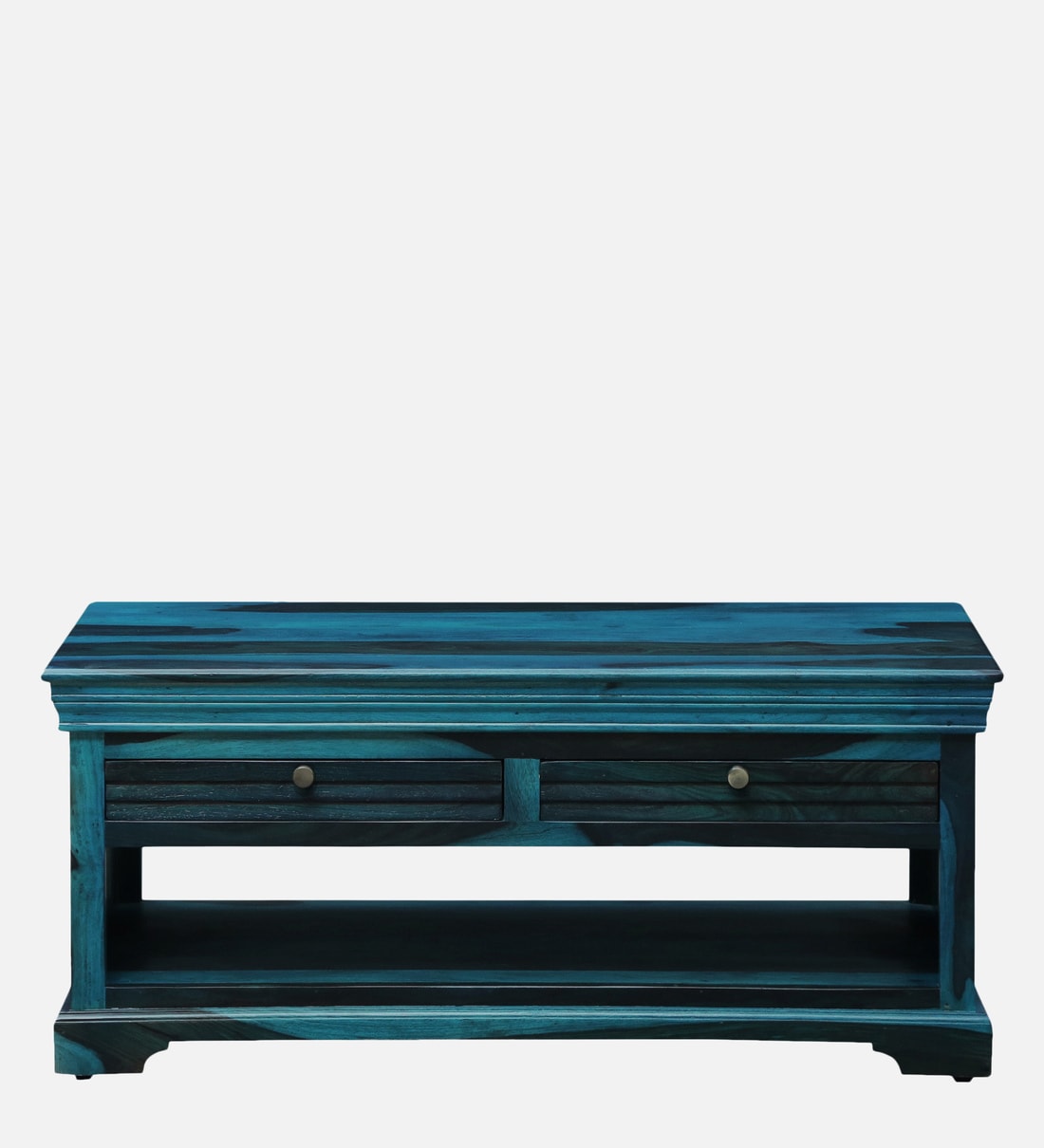 Buy Carleson Sheesham Wood Coffee Table In Ocean Blue Finish Online ...