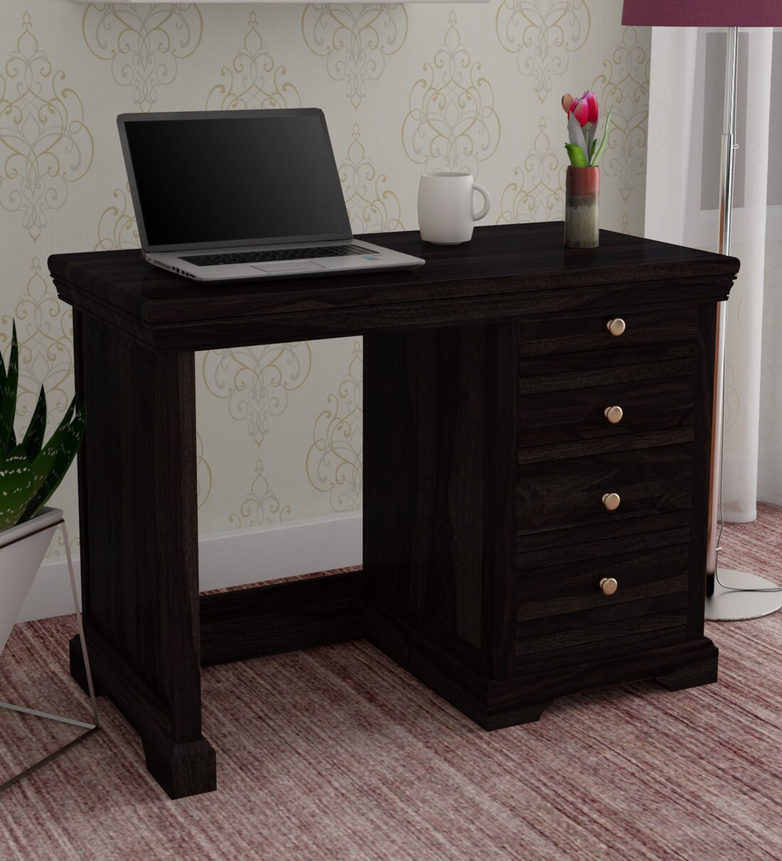 Buy Carleson Sheesham Wood Study & Laptop Table in Warm chestnut Finish ...