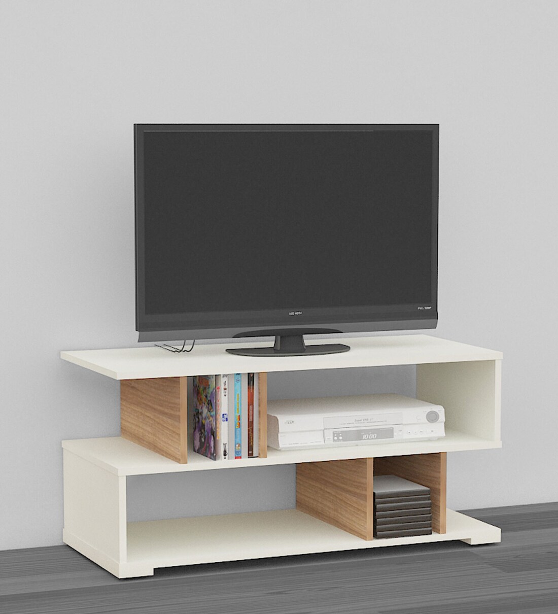 Buy Carrel TV Console in Lyon Teak and Frosty White Finish for TVs up to 50\ at 48% OFF by Wood ...