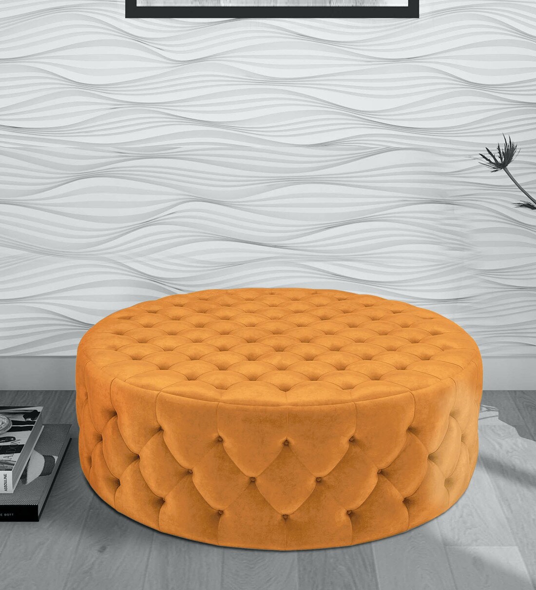 Buy Casper Round Cocktail Pouffe in Yellow Colour at 39% OFF by ...