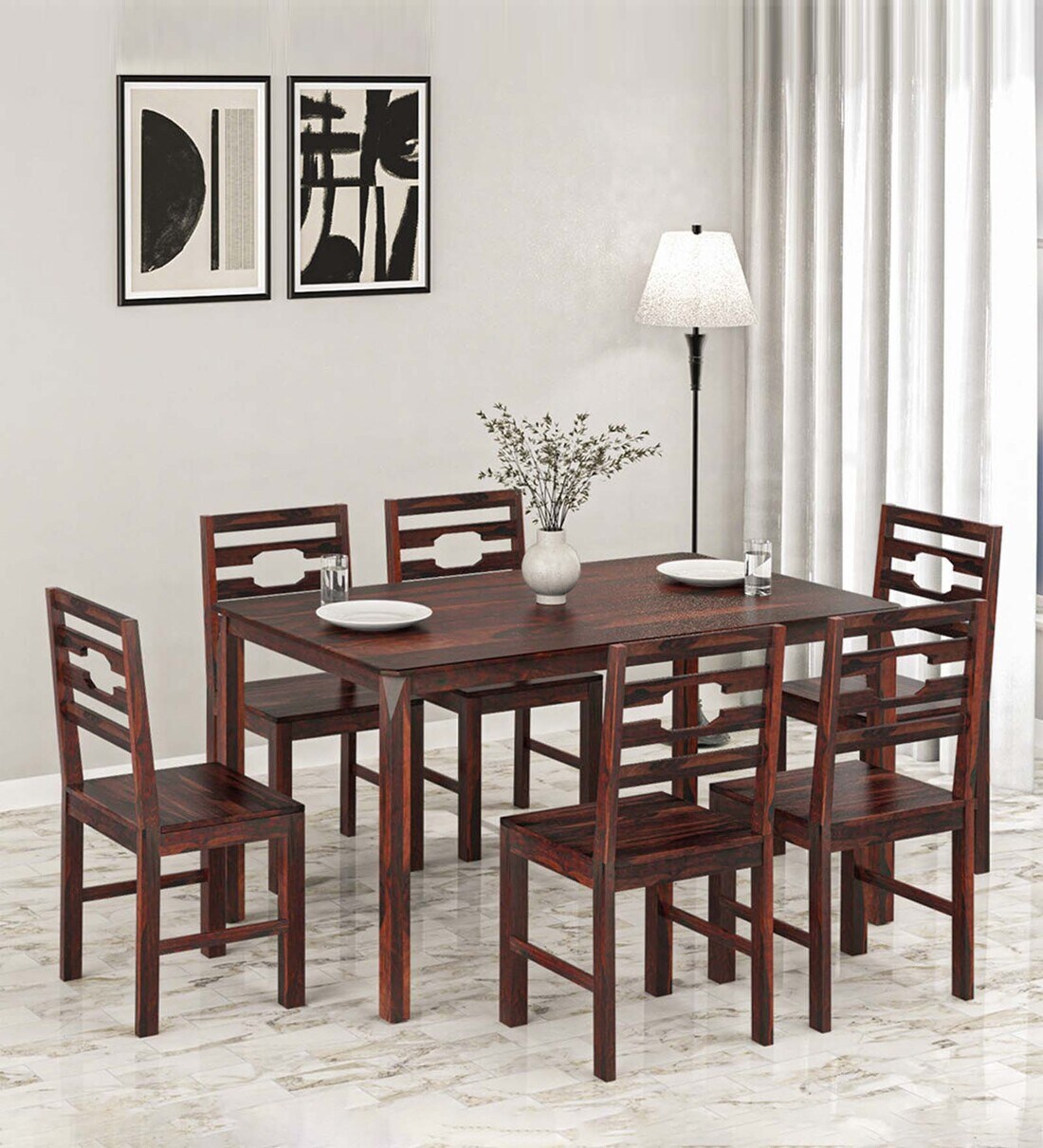 Buy Casper Solid Wood 6 Seater Dining Set in Country Light Finish at 31 ...