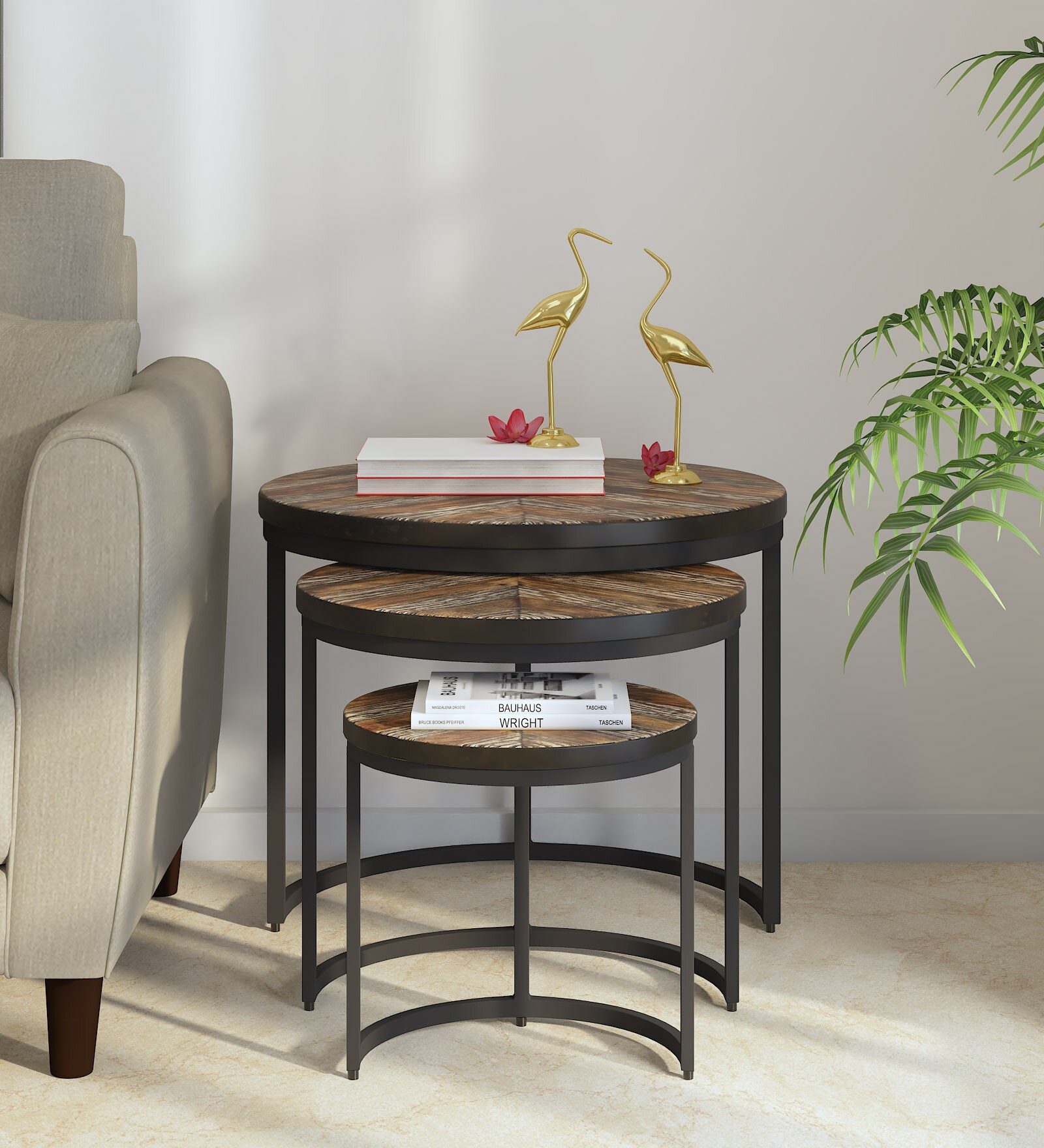 Buy Cady Metal Nest Of Tables In Dark Distress Finish (Set of 3) at 11% ...