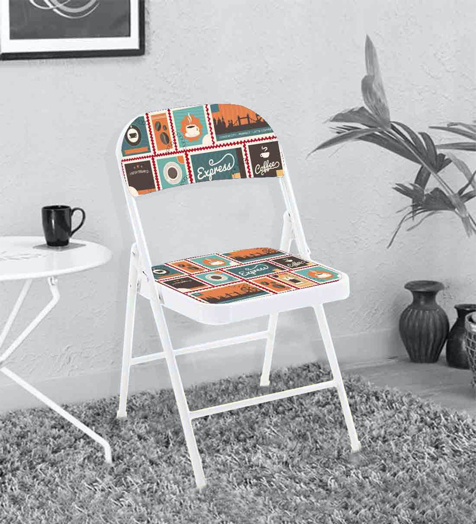 Buy Caf Print Metal Folding Chair in White Colour at 19% OFF by NUTCASE ...