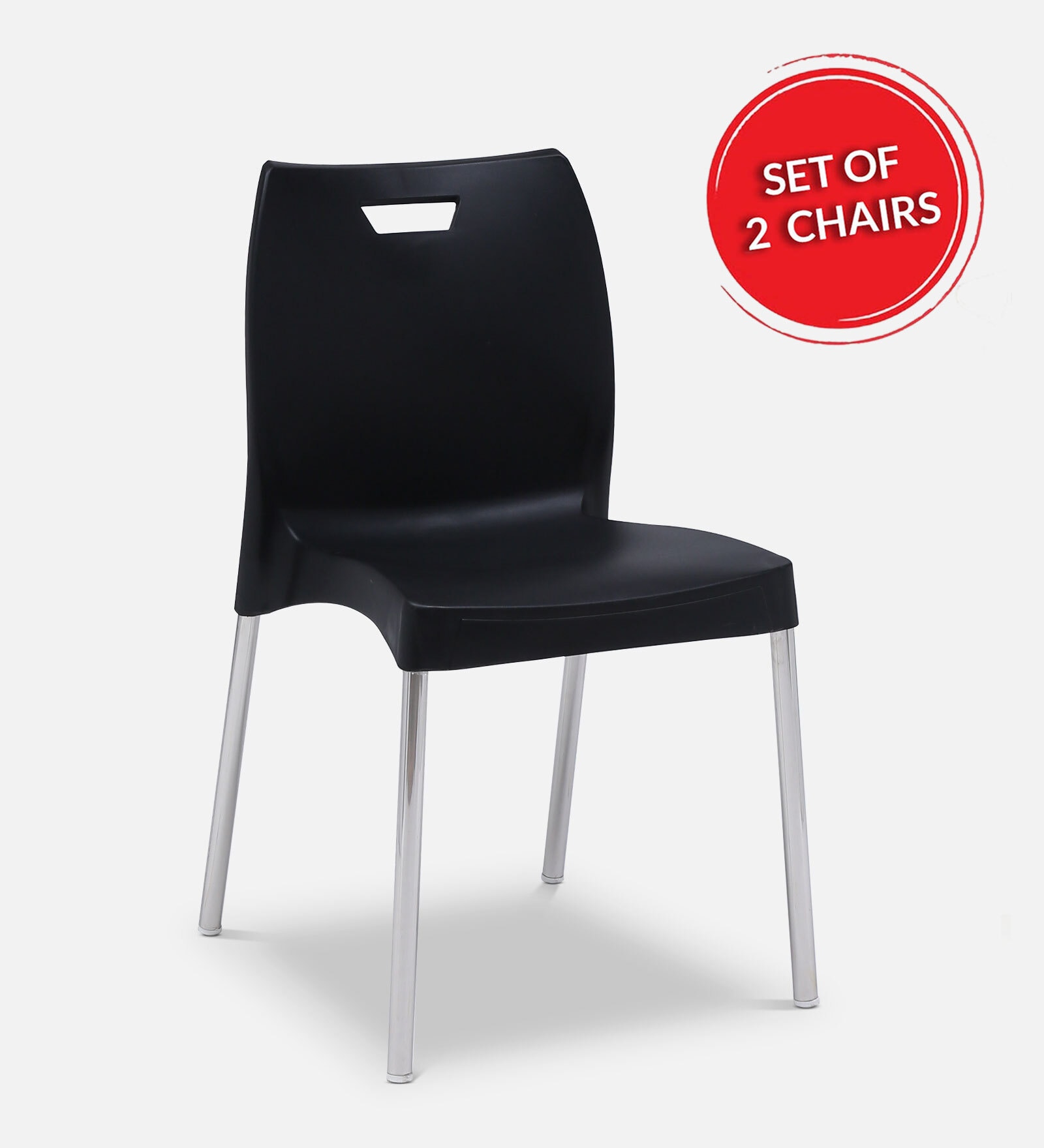 Buy Cafeteria Plastic Cafe Chair (Set of 2) in Black Colour at 12% OFF ...