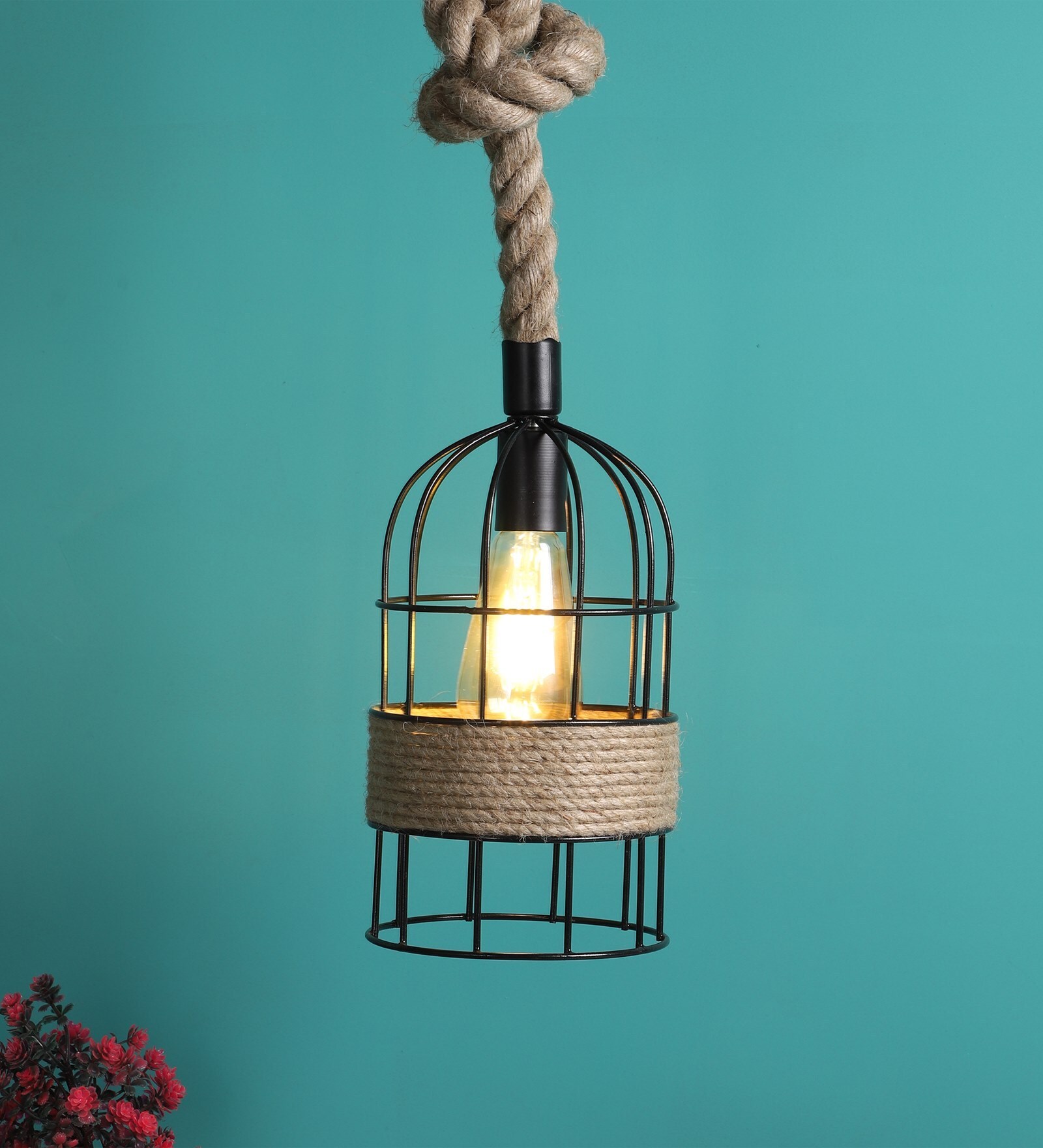 Buy Cage Rope Brown Metal Single Hanging Light By Exim Decor at 18% OFF ...