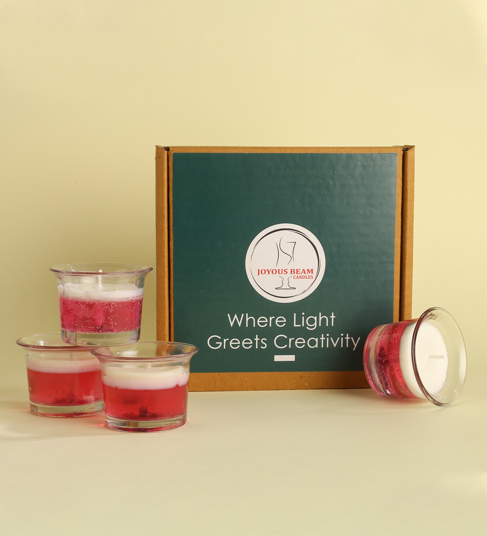 Buy Calming Pink Gel Candle Set of 4 Decorative Candles by Joyous Beam ...