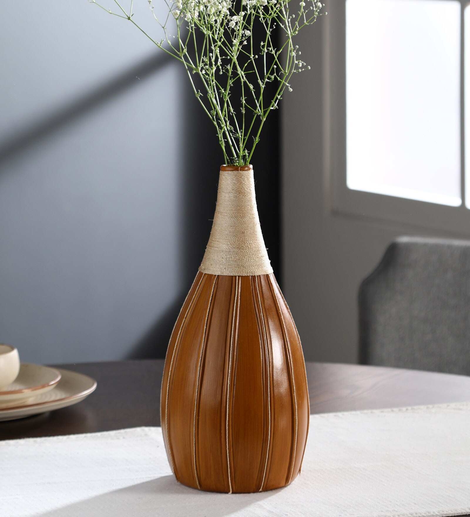 Buy Camel Ceramic Peony Table Vase at 14% OFF by Aesthetics | Pepperfry