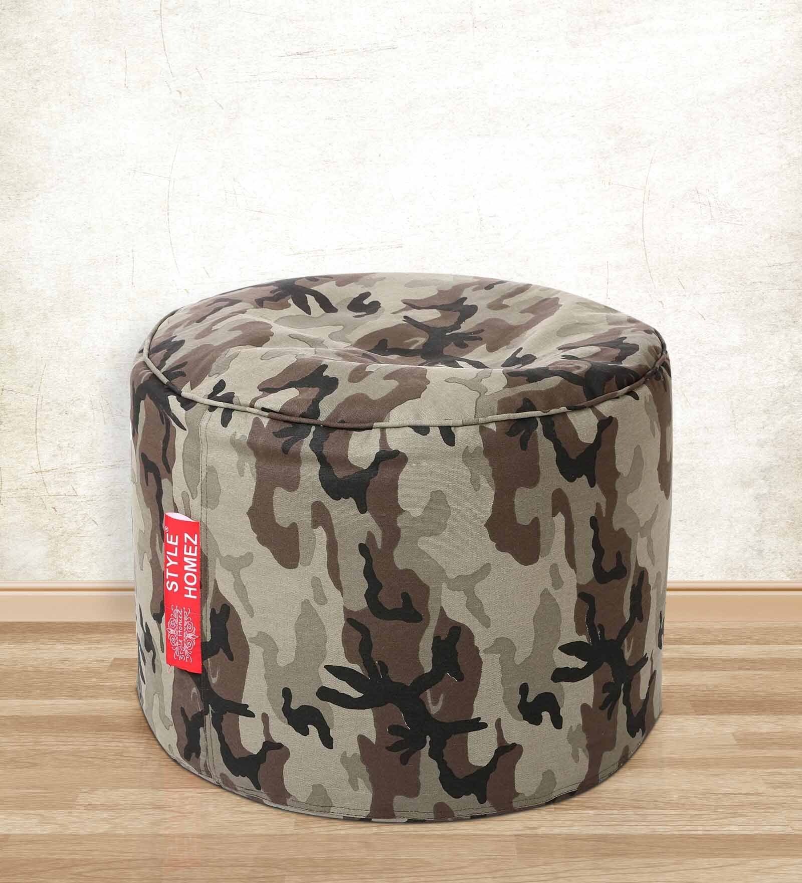 Buy Camouflage Fabric Pouffe in Multi Colour at 20% OFF by Style HomeZ ...