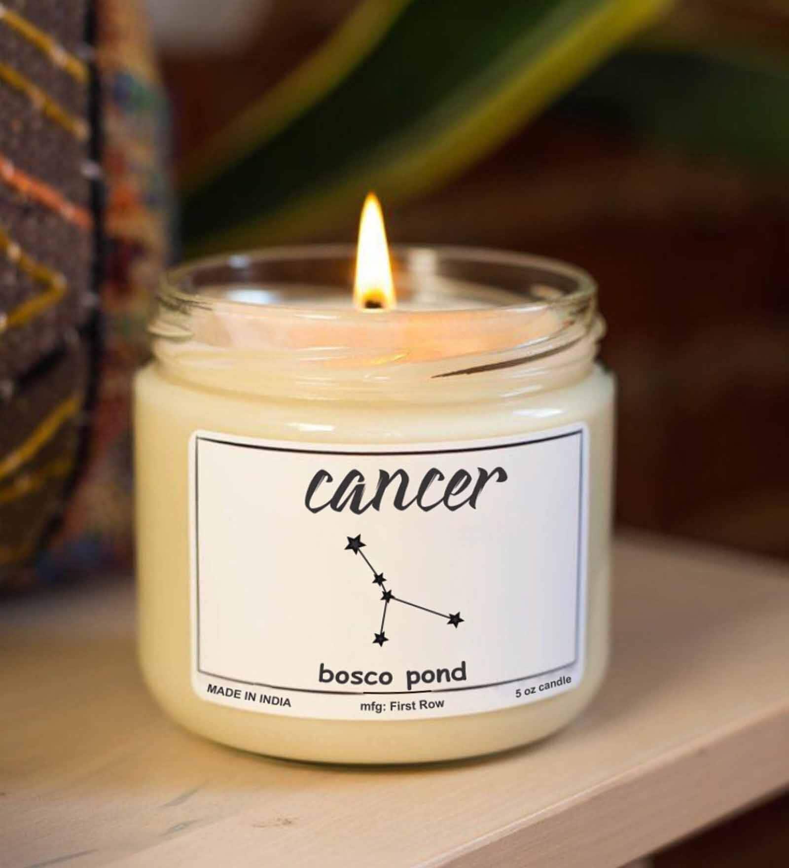Buy Cancer Sun Sign 5Oz White Color Glass Jar Bosco Pond Scent Zodiac ...