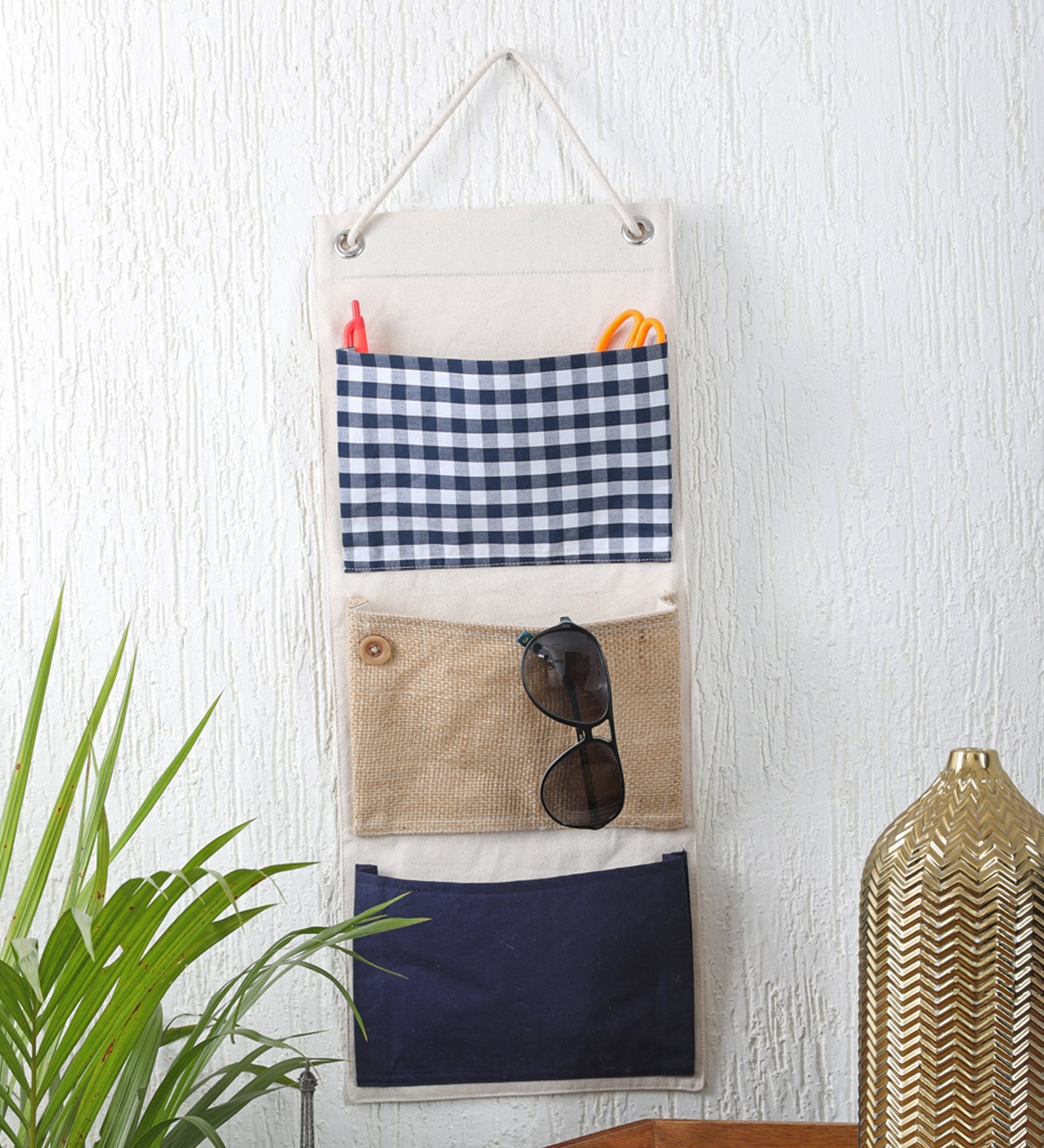 Buy Canvas 3 Pocket Wall Hanging Organiser In by My Gift Booth at 29% ...