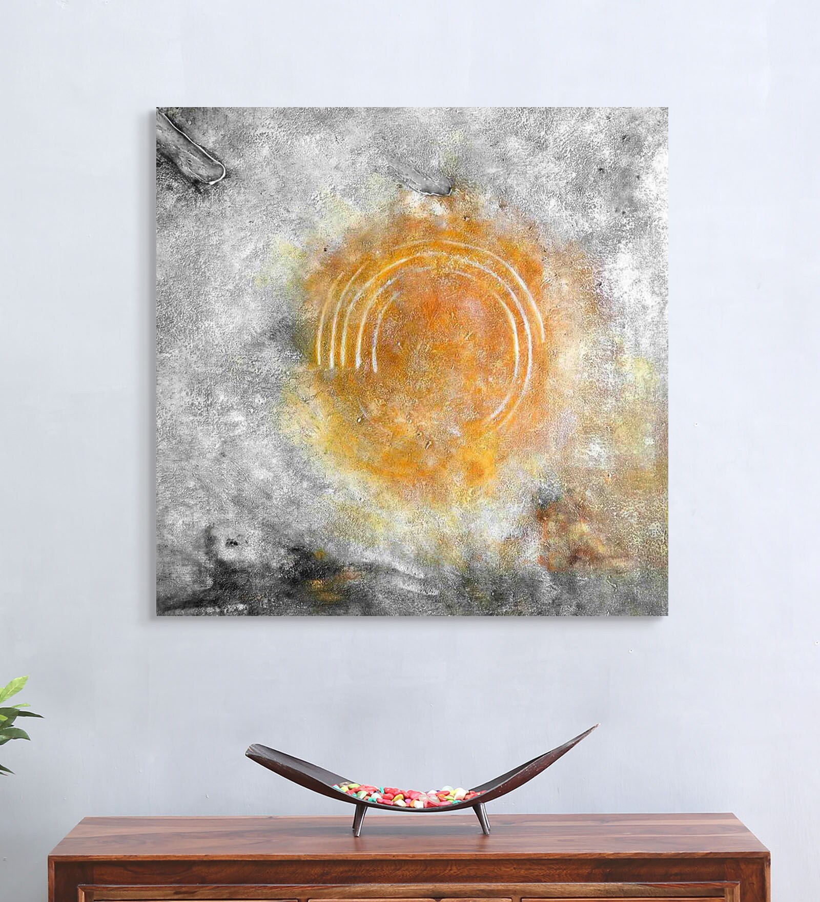 Buy Multicolour Desert Sun Canvas Framed Acrylic Paint Hand Paintings ...