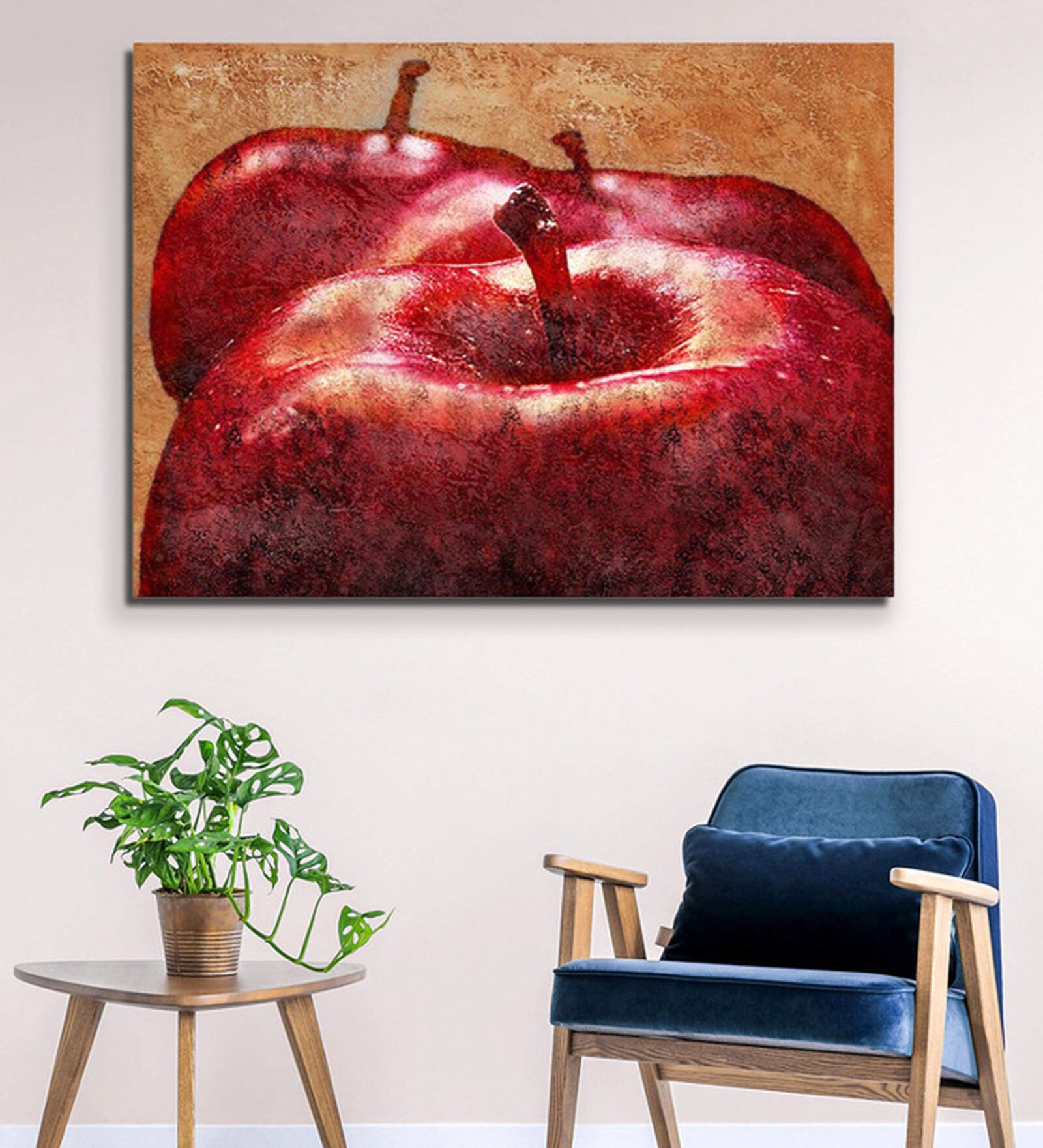 Buy Multicolour Red Apple Canvas Framed Acrylic Paint Hand Paintings at ...